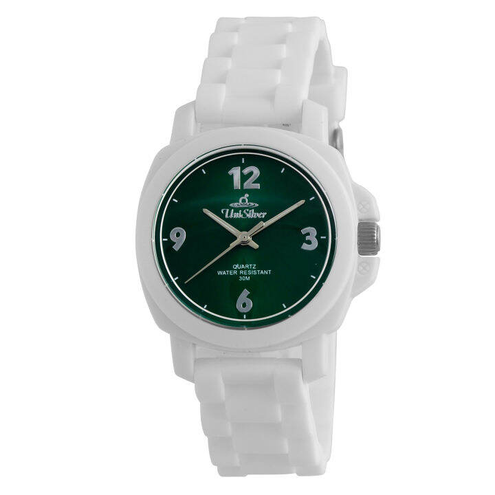 UniSilver TIME Womens Analog White / Green Rubber watch KW4904-2003 ...