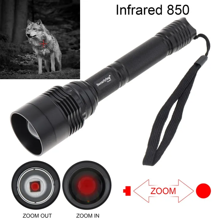 SecurityIng Infrared Flashlight 10W IR 850nm T50 LED Zoomable Night Vision Torch Infrared ...