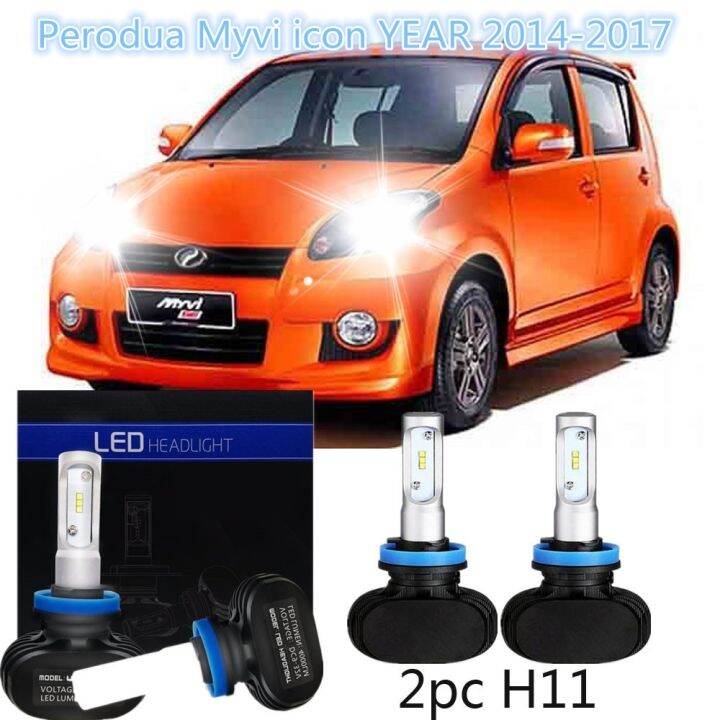 Bright H11 LED Head Lamp Headlights for Perodua Myvi icon YEAR 2014 ...