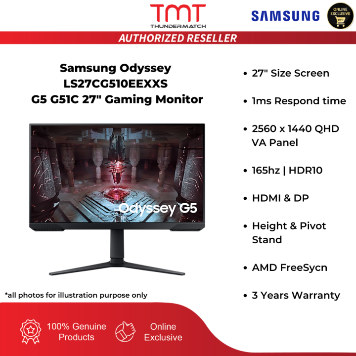 Samsung Odyssey LS27CG510EEXXS G5 G51C 27" Gaming Monitor | QHD(2560x1440) | 165Hz 1ms | VA ...