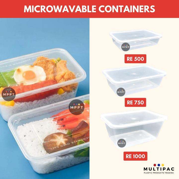 [10 PCS] - Rectangular Microwavable Containers (RE500, RE750, RE1000 ...