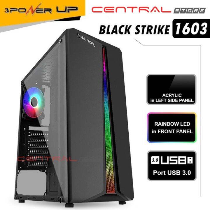 Gaming Casing RAPTOR Black Strike 1603 Komputer Case Acrylic LED RGB ...