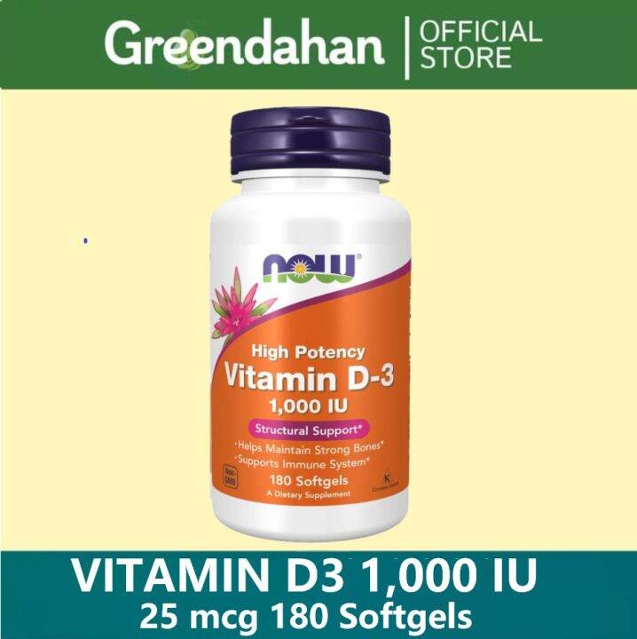 Now Foods, Vitamin D-3, High Potency, 1,000 IU, 180 Softgels - Immunity Booster | Lazada PH
