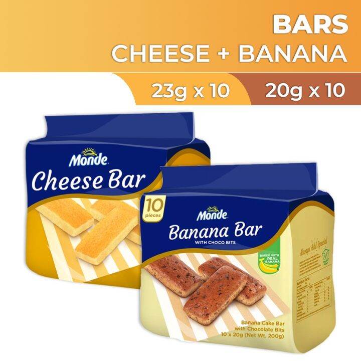 1 Monde Cheese Bar 23g x 10 + 1 Monde Banana Bar 20g x 10 | Lazada PH