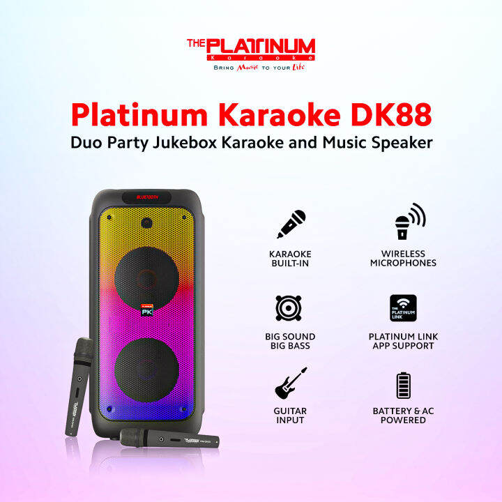 Platinum Karaoke DK88 Duo Party Jukebox Karaoke and Music Speaker ...