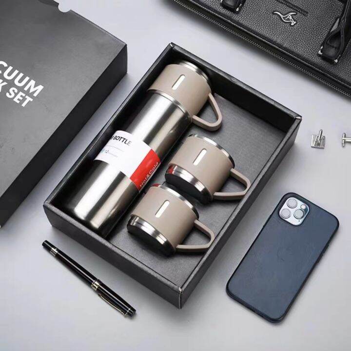 Top Grade Stainless Steel Thermos Flask w/ Gift 500ml Modern Tumbler Box Bottle Coffee Cup with ...