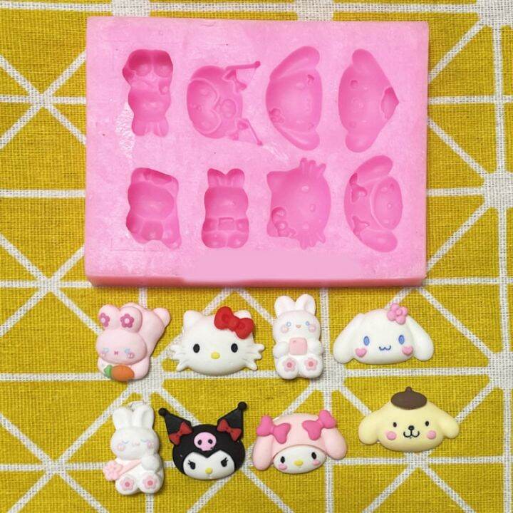 Sanrio Kawaii Hello Kitty Mold Cinnamoroll Kuromi Cartoon Plaster Candle Crystal Drop Glue ...