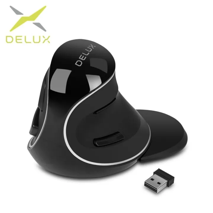 Delux M618 Plus Ergonomic Vertical Wireless Mouse 1600 DPI 6 Function ...