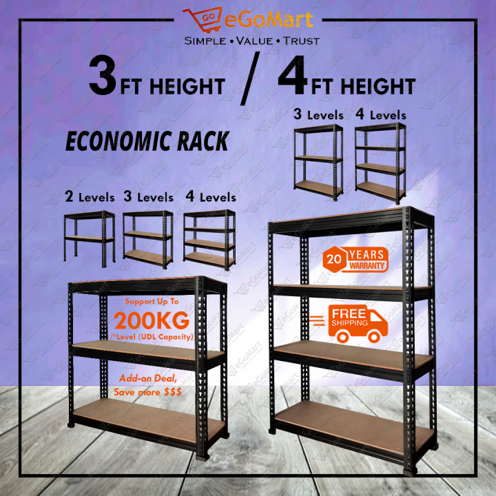 eGoMart [200KG / Level] 3ft rack 4ft rack boltless rack shelf rack rak ...