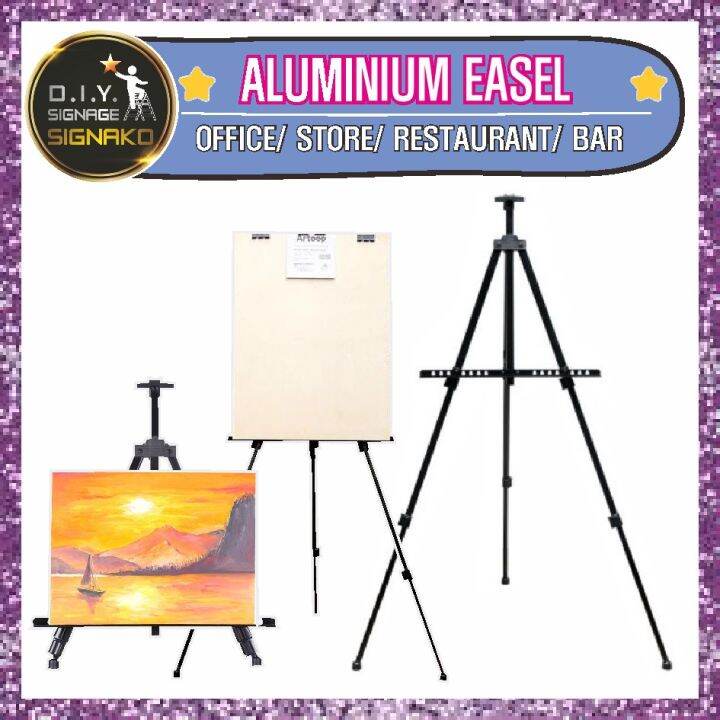 Aluminum Easel Stand & Carry Pouch / Adjustable Tripod Display Painting ...