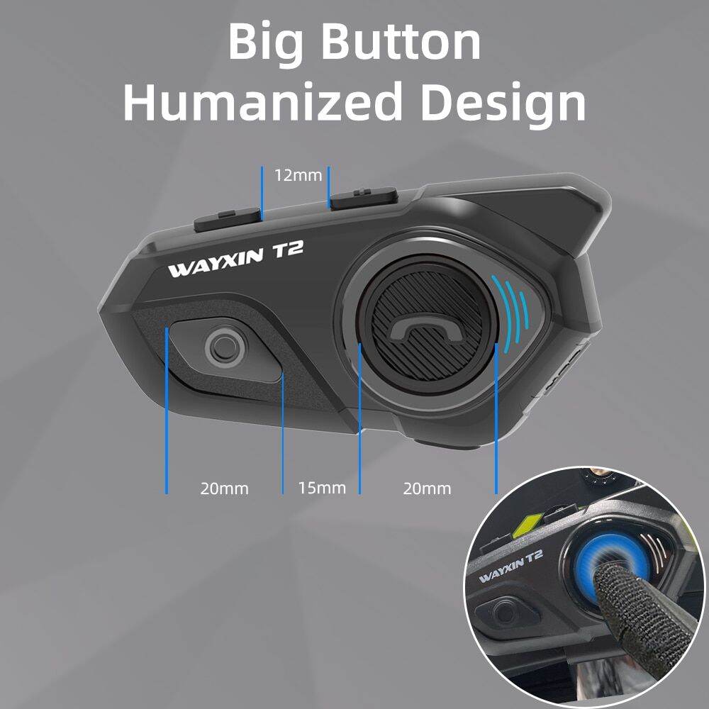 WAYXIN หูฟังสำหรับติดหมวกกันน็อคจักรยานยนต์ T2สำหรับผู้ขับขี่2คนลำโพง ...