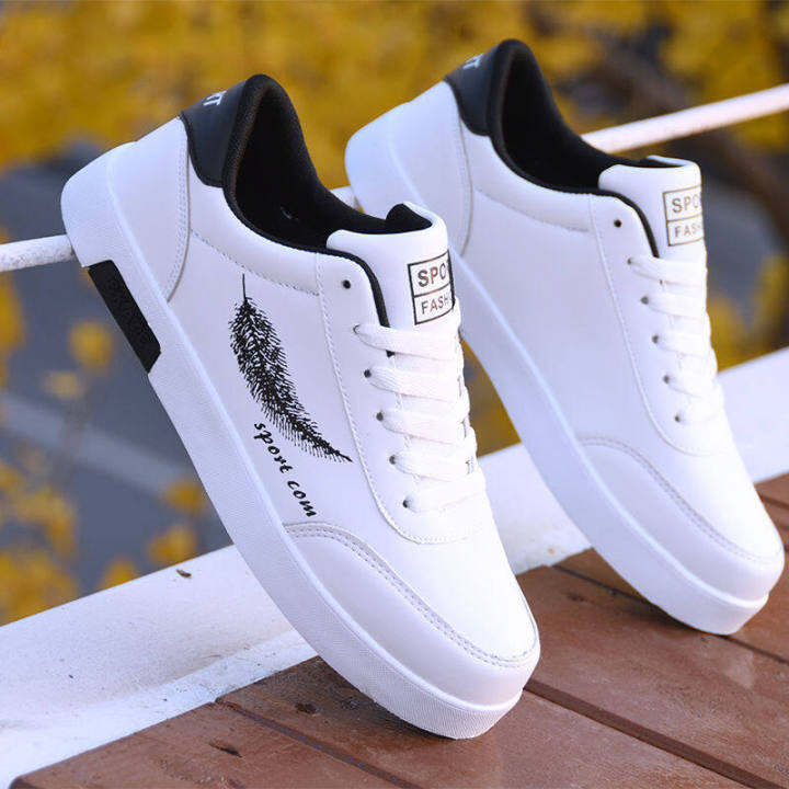 JAY_STORE รองเท้าผ้าใบผู้ชาย หนังPU รองเท้ากีฬาผช รองเท้าแฟชั่นผู้ชาย สไตล์เกาหลี | Lazada.co.th