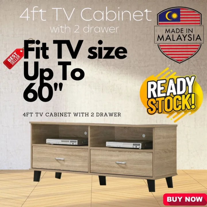 MYHOUSE Furniture 4ft TV Cabinet Storage Rak TV Kabinet TV Console ...