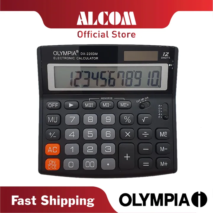 OLYMPIA Calculator DX-220DM 12 Digits with Twin Power Battery + Solar & Big Display | Lazada