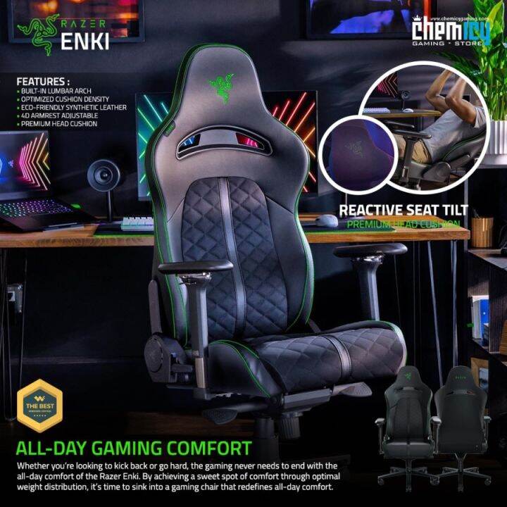 Razer Enki Black Green Gaming Chair / Kursi Gaming | Lazada Indonesia