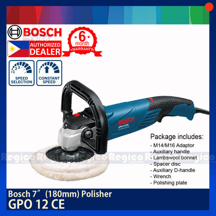 BOSCH GPO 12 CE 180mm 7" Car Angle Polisher with Auxiliary Handle Bosch ...