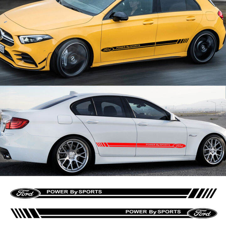 2pcs New Car Side Stripes DIY Decal Car Logo Body Sticker Vinyl Film ...