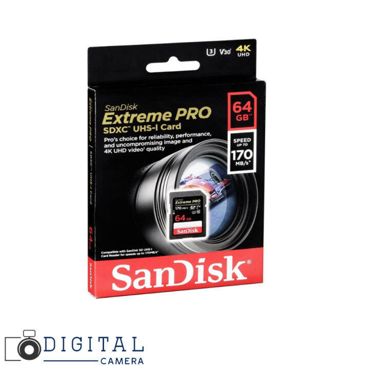 SANDISK EXTREME® PRO V3 64GB SDXC UHS-I Card - 170MB/s รับประกัน 5 ปี | Lazada.co.th