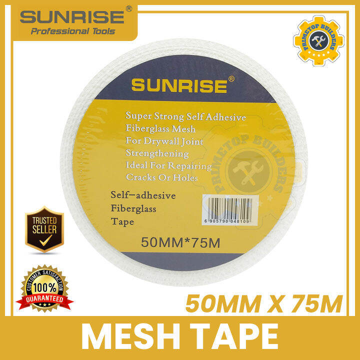 SUNRISE Fiberglass Adhesive Mesh Tape (Gasa Tape) 50mm x 75m PRIMETOP ...