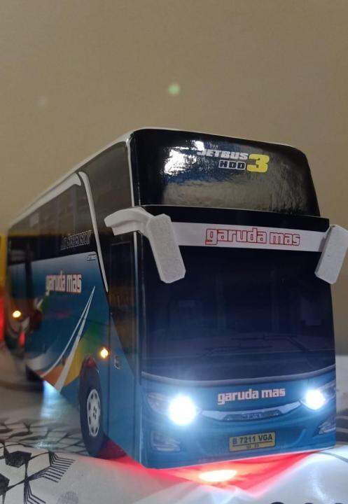 miniatur bus bis / mainan bus bis garuda mas shd lampu | Lazada Indonesia