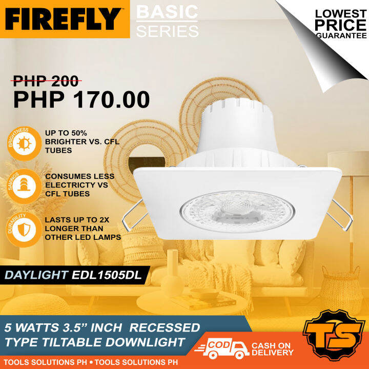 FIREFLY 3.5" Recessed Type Tiltable Downlight Square Type | Lazada PH