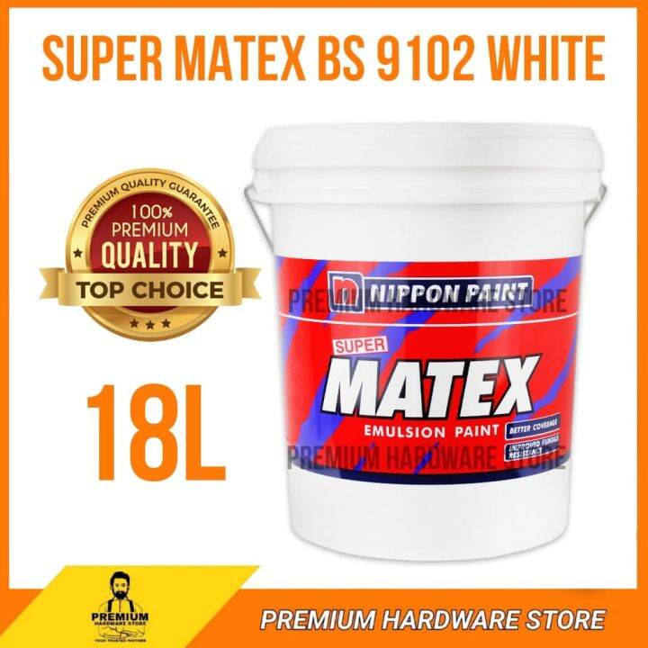 18L SUPER MATEX BS 9102 WHITE / INTERIOR EMULSION MATT FINISH WALL PAINT / WALL CEILING PAINT ...