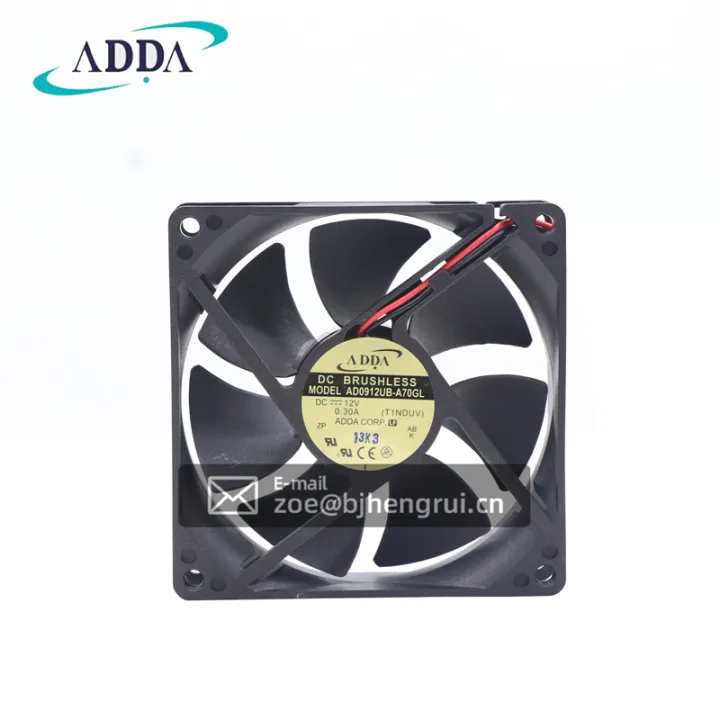 ADDA AD0912UB-A70GL 92x92x25mm 12 VDC 60 CFM Ball Bearing Ultra High ...