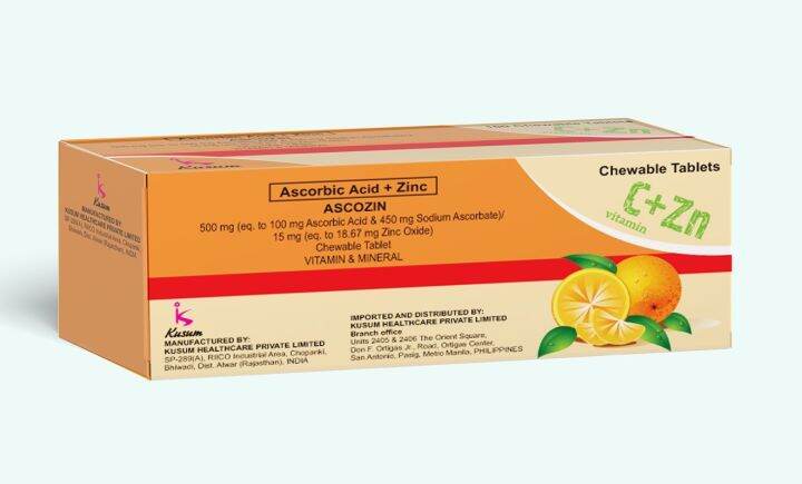 Ascorbic Acid + Zinc 500mg 1 Chewable Tablet [SOLD PER PIECE] | Lazada PH