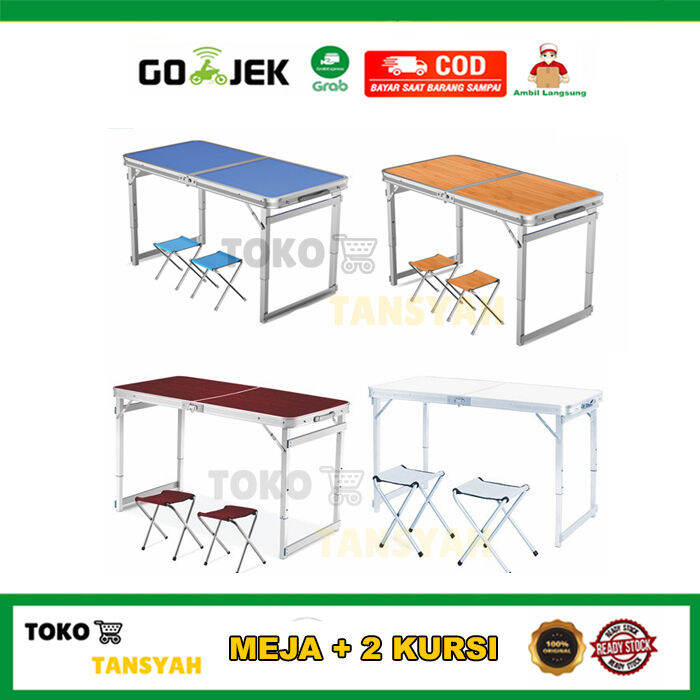Meja Lipat Portable Meja Koper Meja Kaki Kotak Set Meja + 2 Kursi ...