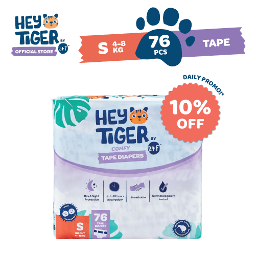 HEY TIGER Tape Jumbo Pack SMALL (4-8 kg) - 76 pcs - Tape Diapers | Lazada PH