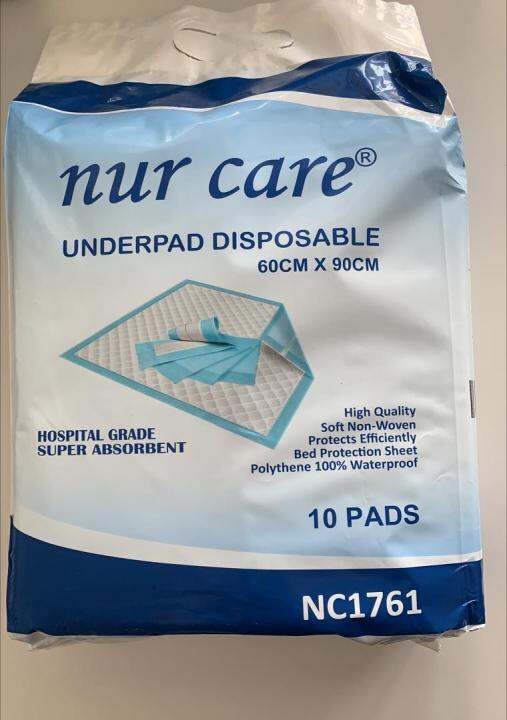 NUR CARE UNDERPAD DISPOSABLE (60cm X 90cm) 10s | Lazada