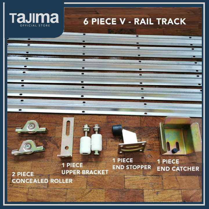 Sliding Gate V-Groove Hardware Set (Rollers, Tracks, Stopper, Catcher ...