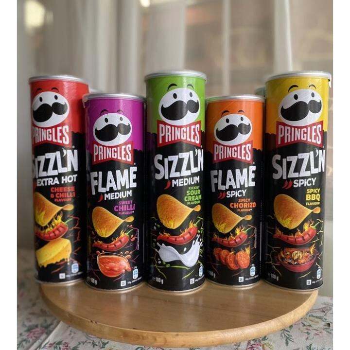 zeilt9 Pringles Sizzlin Spicy BBQ Sizzl’n Cheese Chilli Kickin Sour ...