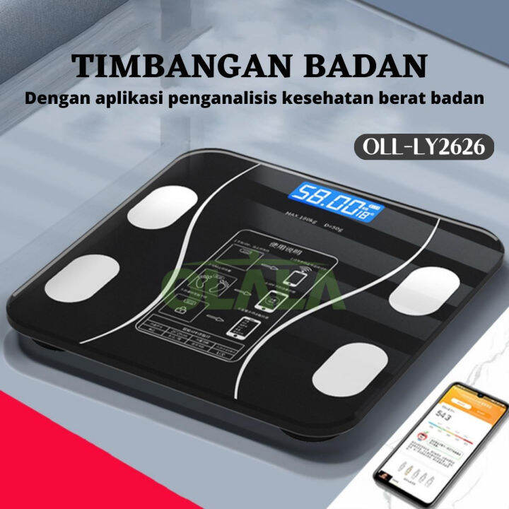 TIMBANGAN BADAN DIGITAL BODY FAT MONITOR ANALYSIS APP 180KG OLL-LY2626 ...