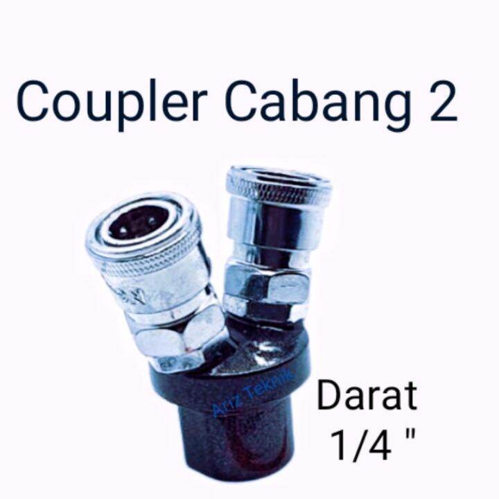 Konektor Sambungan Selang Angin Kompresor Cabang 2 Lubang Quick Coupler ...