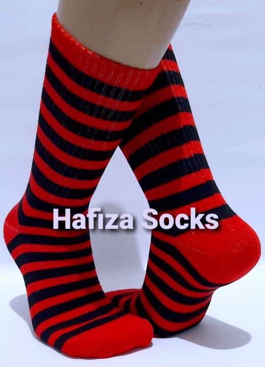 KAOS KAKI DEWASA MOTIF GARIS MERAH HITAM | Lazada Indonesia