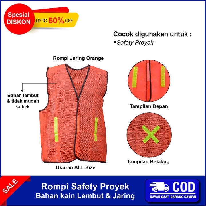 Rompi Proyek Rompi Jaring pria safety sefty pengaman proyek lapangan ...