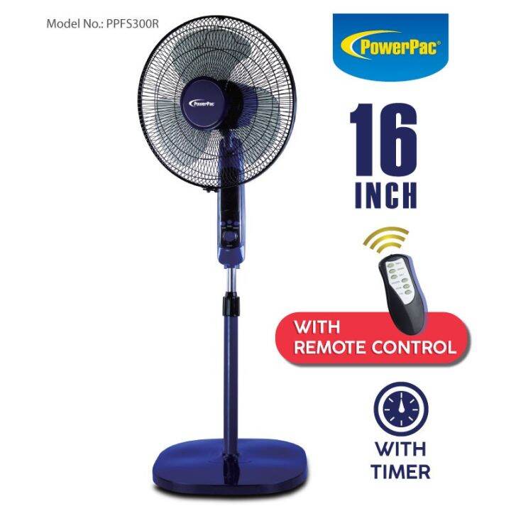 PowerPac Stand Fan 16 Inch Electric standing fan with Remote Control ...