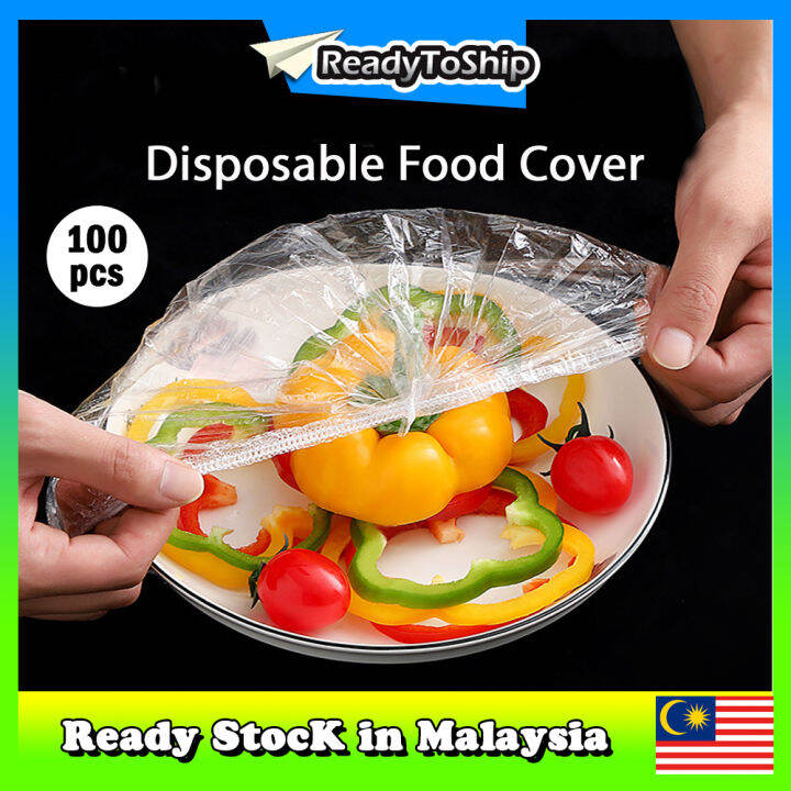 100pcs Disposable Food Cover Plastic Sealing Caps Simpan Peti Sejuk ...