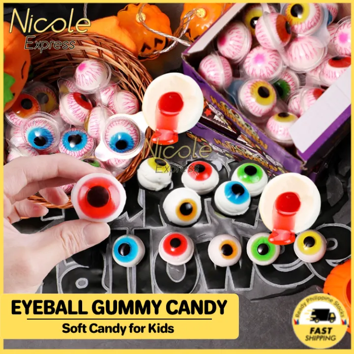 Eyeball Gummy Candy, Sweet, Soft, Fluffy Candy with Sweet Fruity Jelly Filling Inside, Halloween ...