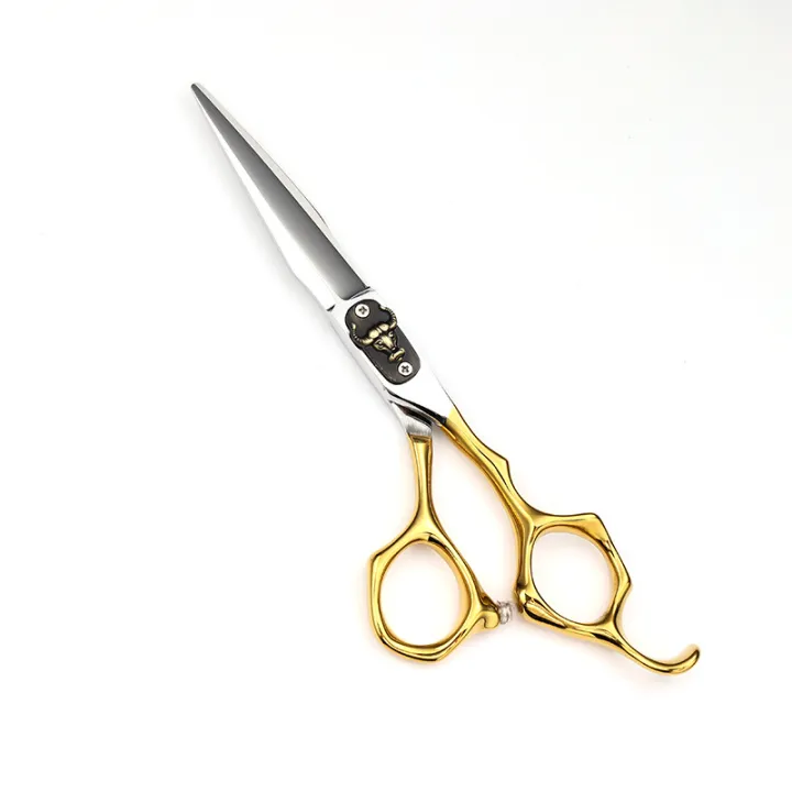 Professional 6 inch half gold 9CR haircut flat scissor Liu Da thin hair ...