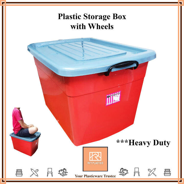 120L Storage Box With Wheels/Bekas Simpanan Dengan Roda/Heavy Duty ...