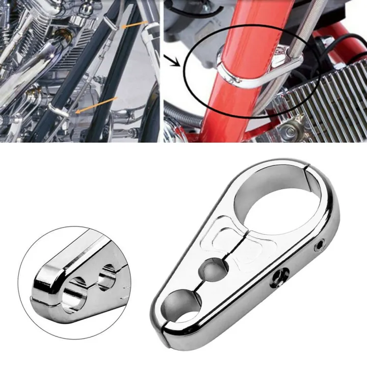 25mm 1 Moto Brake Line Bracket Clutch Cable Wire Clamp Bracket Chrome ...