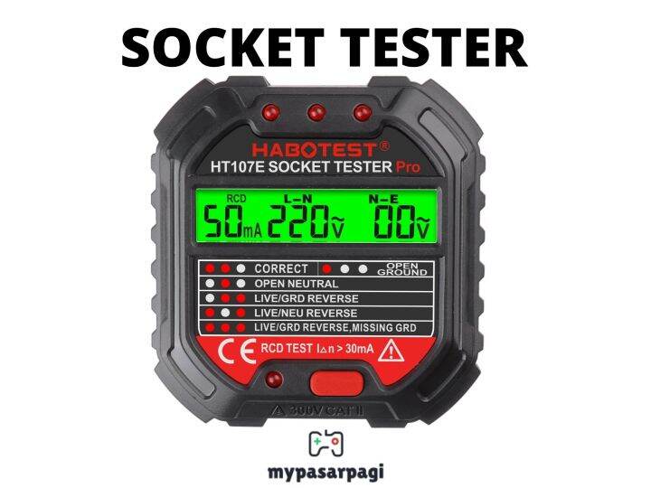 3PIN Socket Tester Electrical Live/Neutral/Earth Line Polarity Detector ...