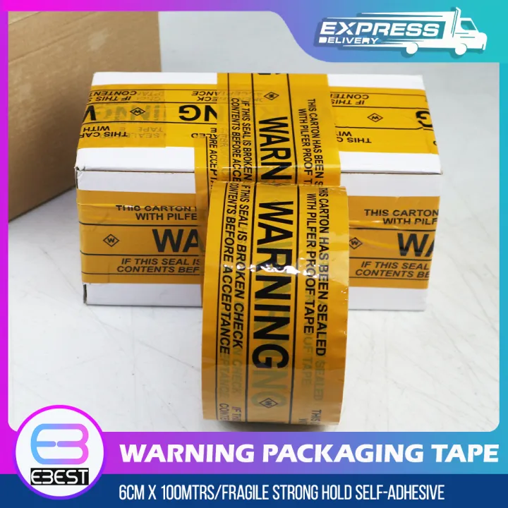Warning Packaging Tape 100mtrs Fragile Strong Hold Self-adhesive 6cm x ...