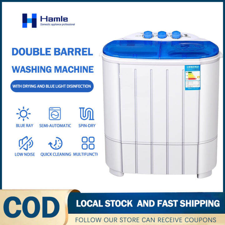 Hamle Double Barrel Mini Washing Machine With Dryer Portable Semi Auto ...