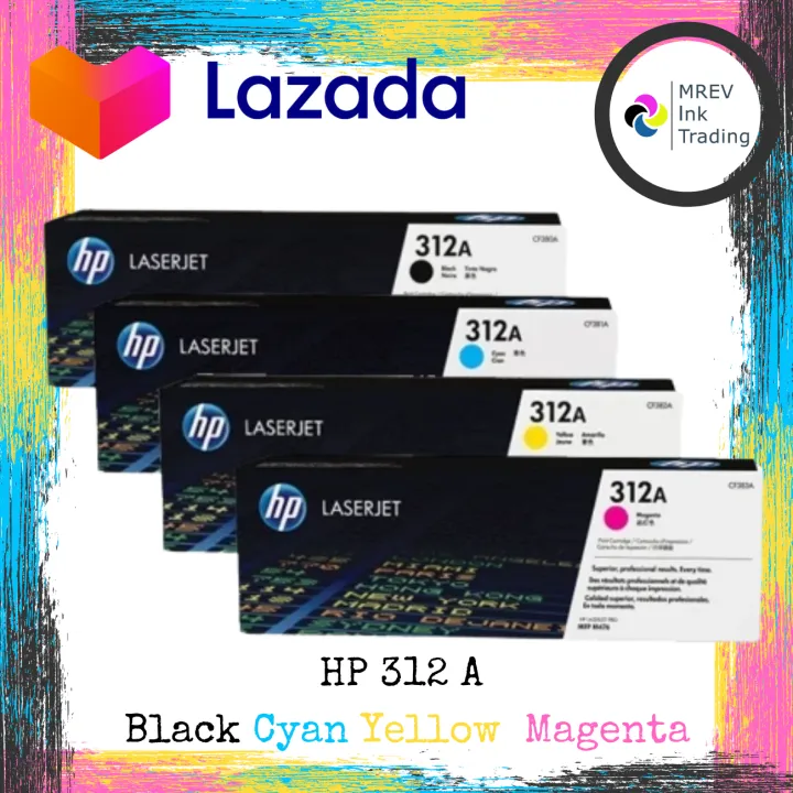 HP 312A Cyan, Yellow & Magenta Toner Cartridge (CF381A,CF382A,CF382A ...