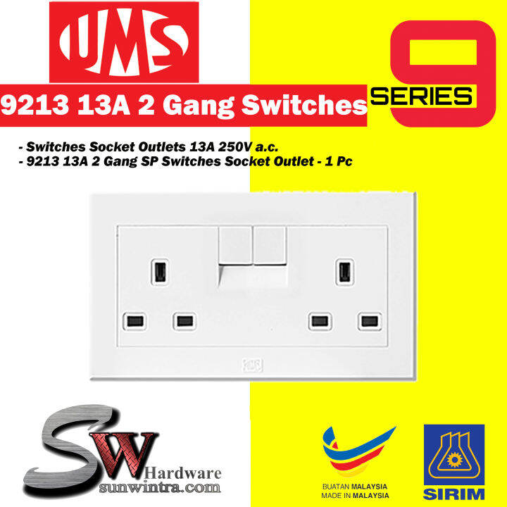 UMS 9 Series 9213 13A 2 Gang SP Switched Socket Outlet ( Suis Elektrik ...