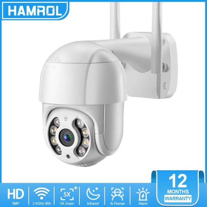 Hamrol 8MP 4K Outdoor Mini Wireless PTZ IP Camera Auto Tracking 5MP 2MP ...