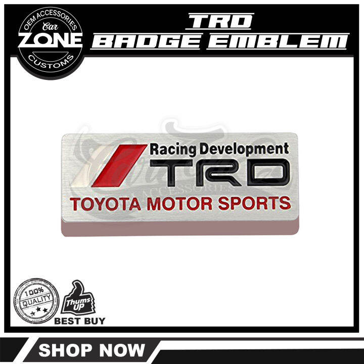 TRD with Logo Racing Development Toyota Motor Sports Aluminum Badge ...